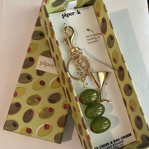 Piper | Accessories | Piper K Green Olive And Gold Martini Glass ...